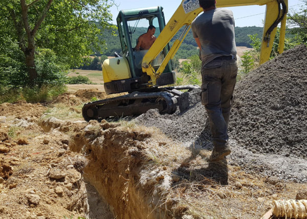 Fosse septique, fosse toutes eaux + tranchée drainante